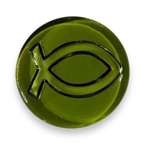 Unbranded | Art | Vintage Green Glass Paperweight Christian Ichthys ...